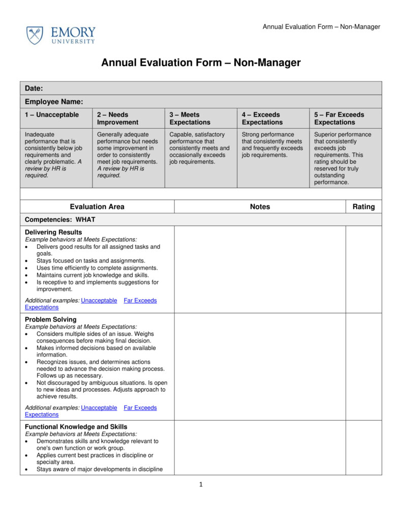 Sample Evaluation Forms For Employees - EvaluationForm.net Sample Evaluation Forms For Employees - EvaluationForm.net