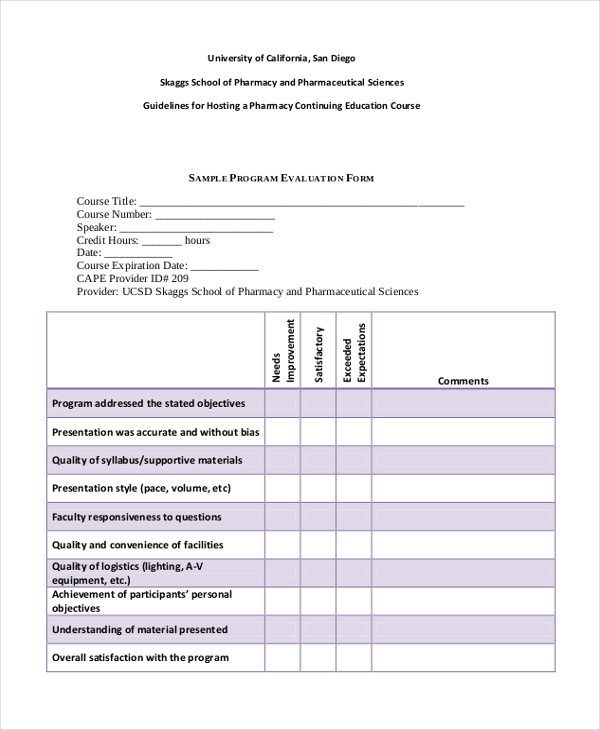 Sample Evaluation Form For Outreach Program - EvaluationForm.net Sample Evaluation Form For Outreach Program - EvaluationForm.net