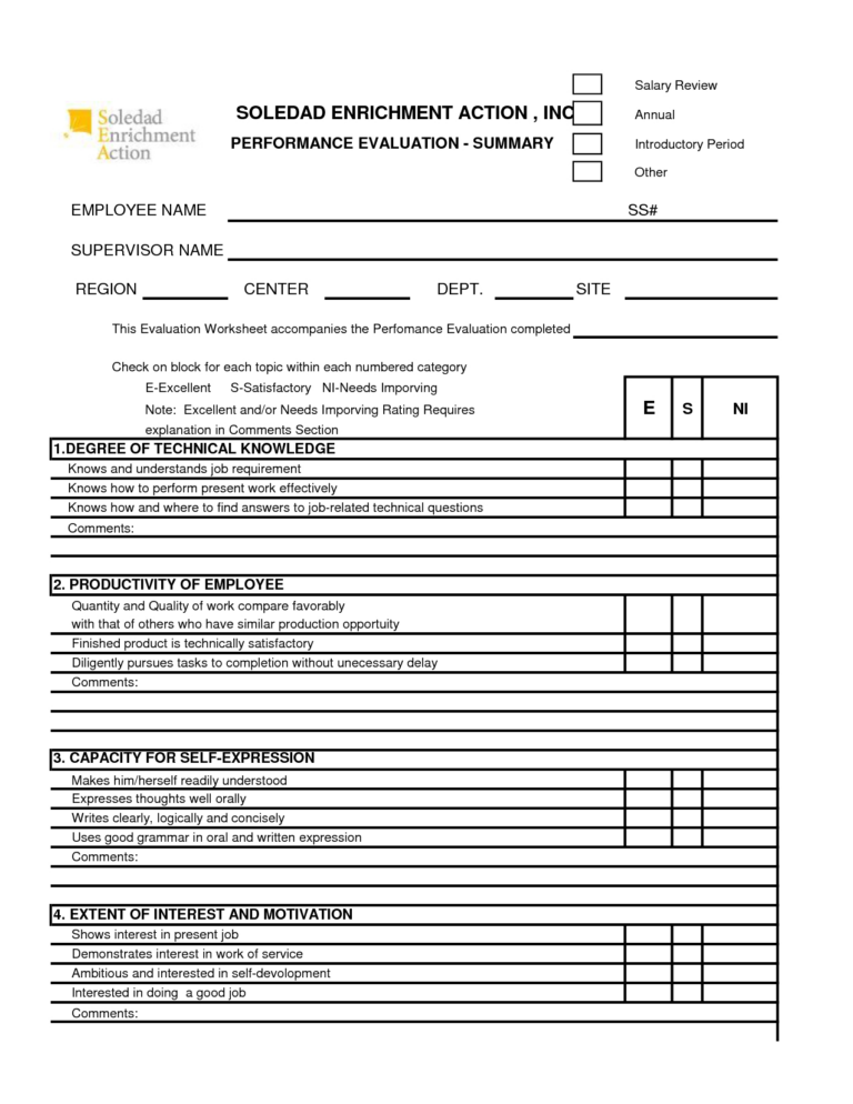 Free Employee Self Evaluation Forms Printable Free Printable ... Free Employee Self Evaluation Forms Printable Free Printable ...